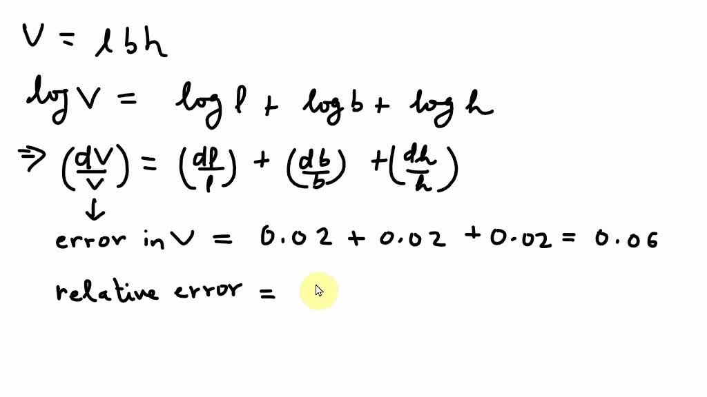 SOLVED: The possible error involved in measuring each dimension of a rectangular box is ±0.02 ...