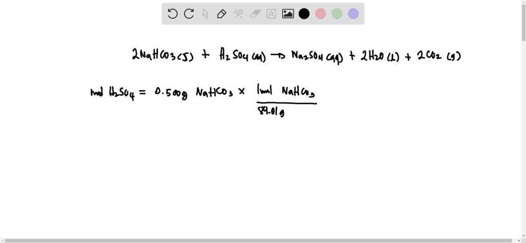 SOLVED: What volume of 1.2 M H2SO4 is needed to completely react 15.6 g of NaHCO3 according to ...