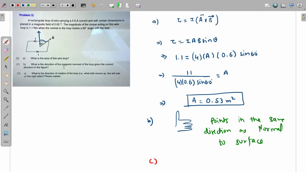 Solved Problem 2 A Rectangular Loop Of Wire Carrying A 40 A Current 7569