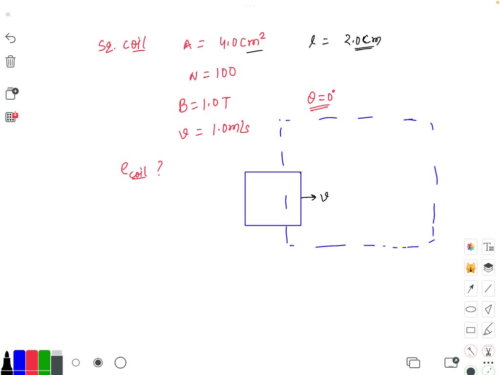 SOLVED: A 4.0 cm2 square coil with 100 turns enters a larger square ...