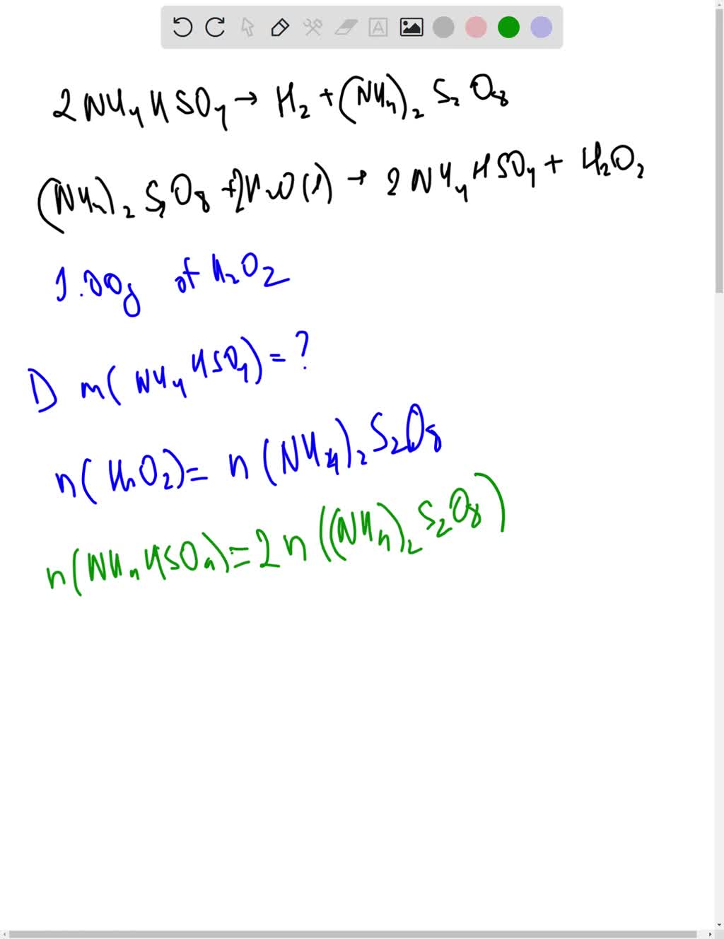 SOLVED: Hydrogen peroxide (H2O2) is often used to test potential acid ...