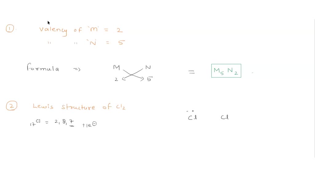SOLVED: 1) A metal M has 2 valence electrons and non-metal N has five ...
