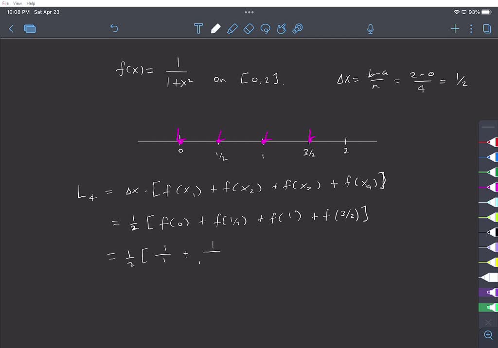 SOLVED: (10 points) Using the left-endpoint Riemann sum with 4 equal subintervals, estimate the ...