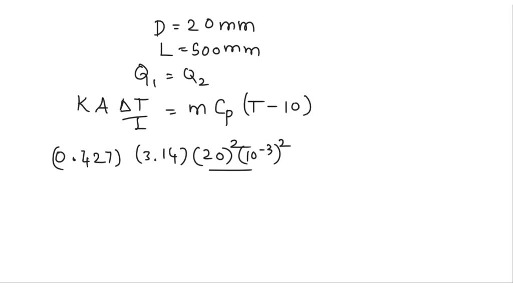 SOLVED: A copper rod whose diameter is 20.0 mm and length 500.0 mm has one end in boiling water ...