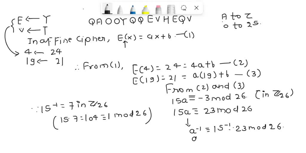 SOLVED: In a long string of ciphertext, which was encrypted by means of ...