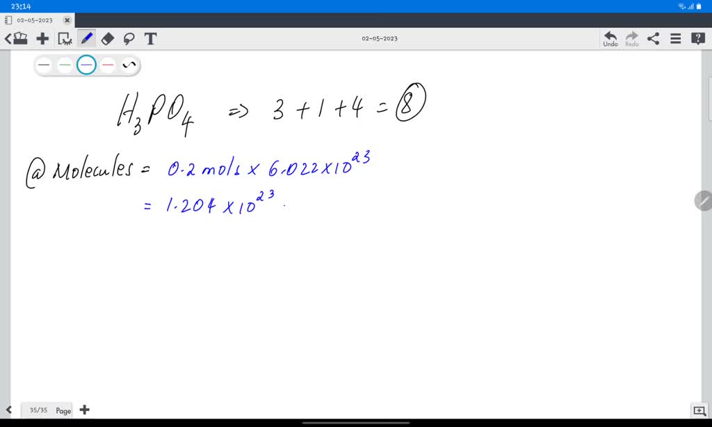 SOLVED: In 0.20 mole of phosphoric acid, H3PO4, how many H atoms are there? What is the total ...