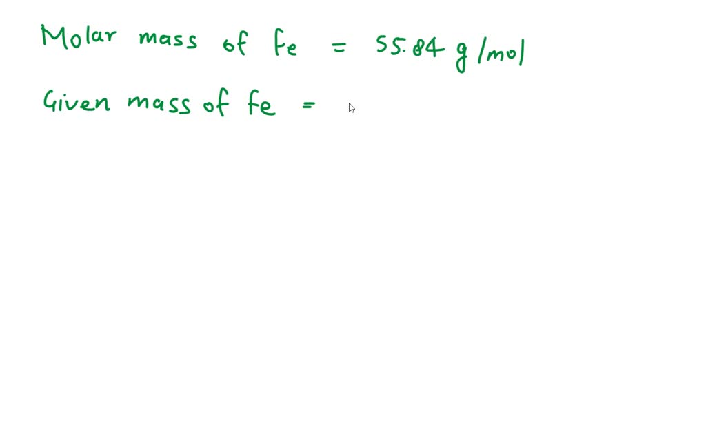 SOLVED: A chemist weighed out 33.1 grams of iron. Calculate the number ... SOLVED: A chemist weighed out 33.1 grams of iron. Calculate the number ...