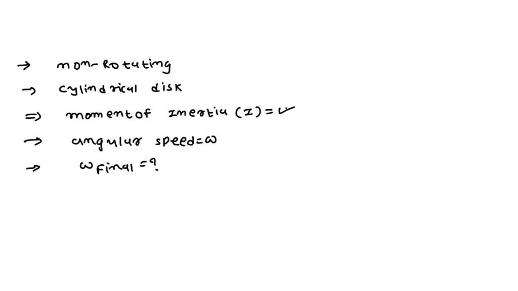 SOLVED: non-rotating cylindrical disk of moment of inertia I is dropped ...