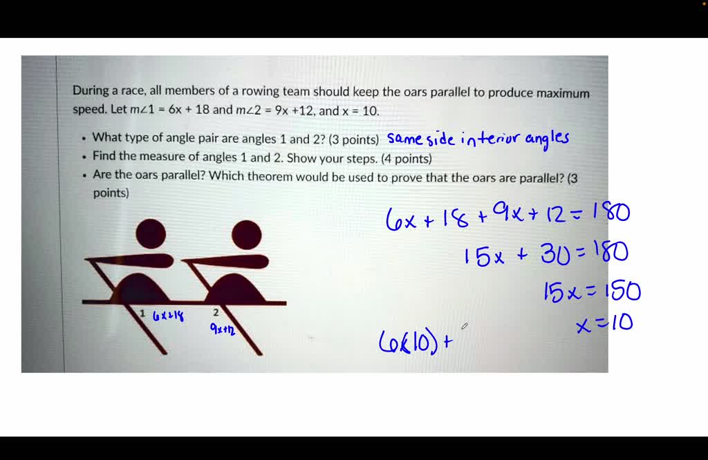 SOLVED: During a race, all members of a rowing team should keep the ...