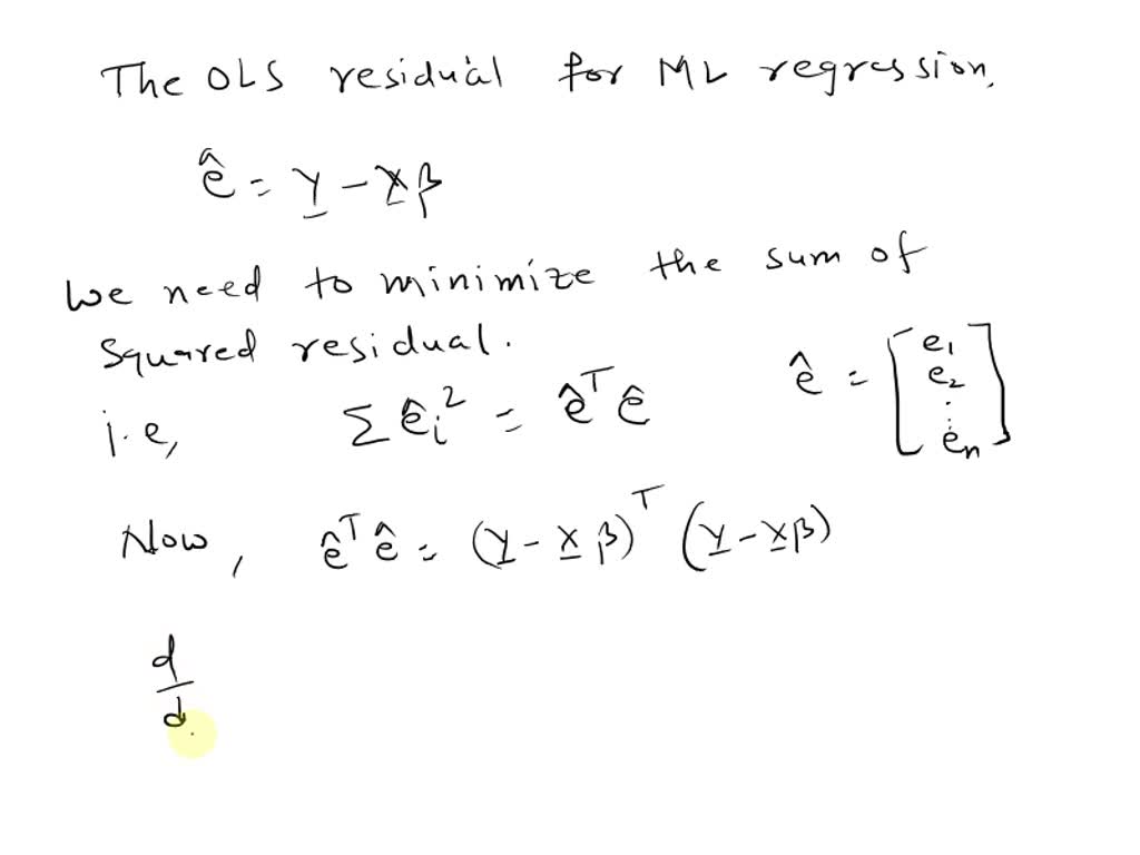 SOLVED: Exercise 3.5 Let e be the OLS residual from regression of Y on X Find the OLS ...