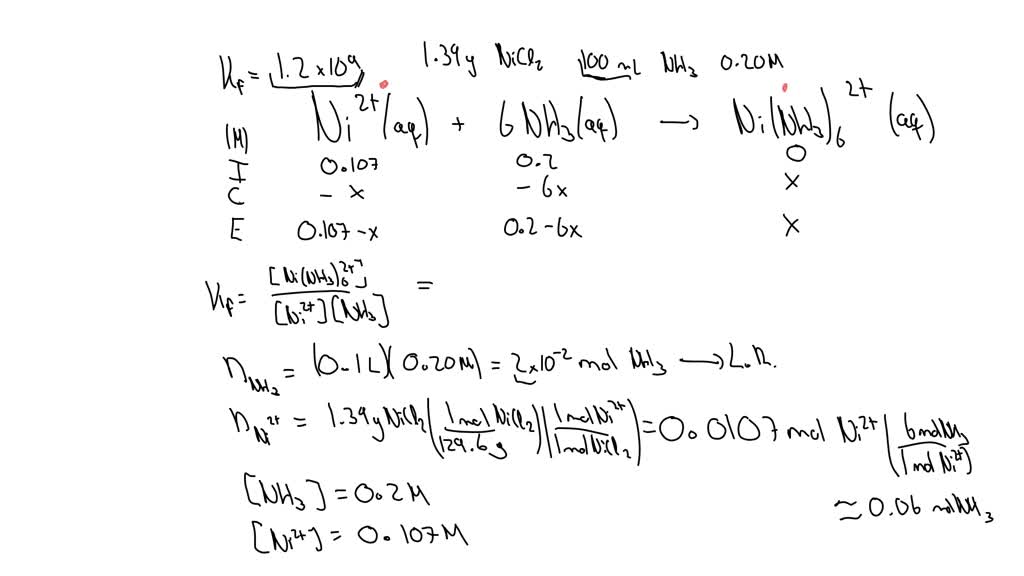 SOLVED: Using the Kf value of 1.2×109 calculate the concentration of ...
