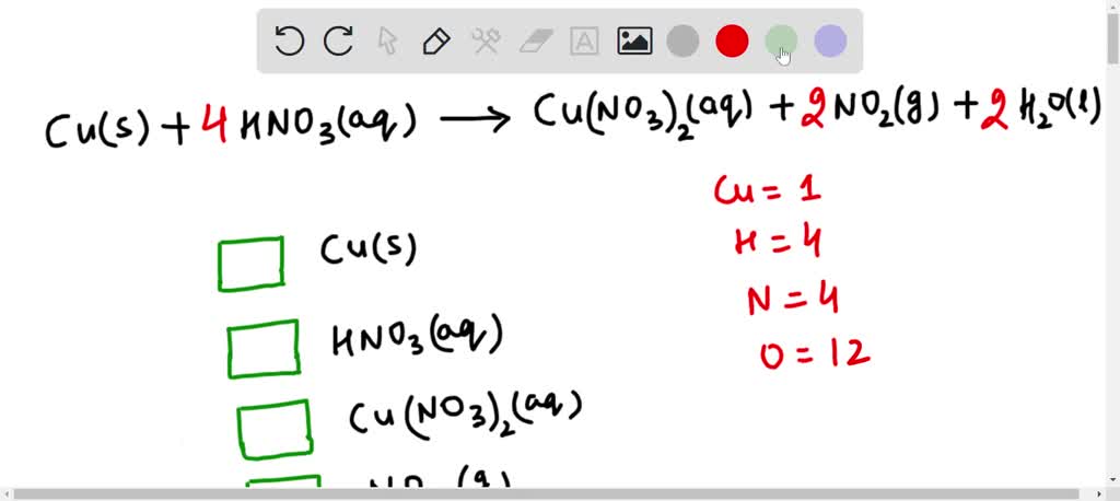 SOLVED: copper+concentrated nitric acid = copper nitrate+nitrogen ...