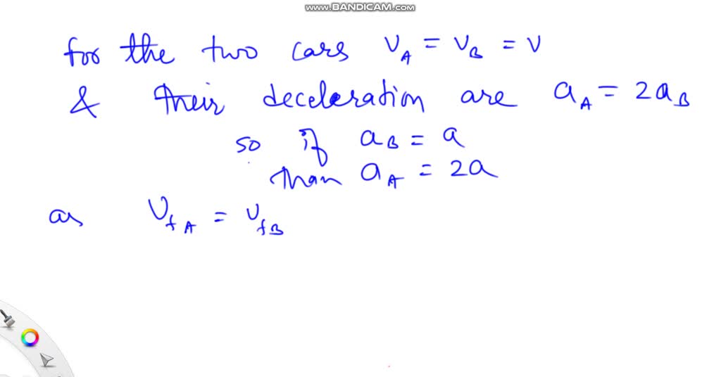 SOLVED: Two identical cars (A and B) are moving with the same velocity ...