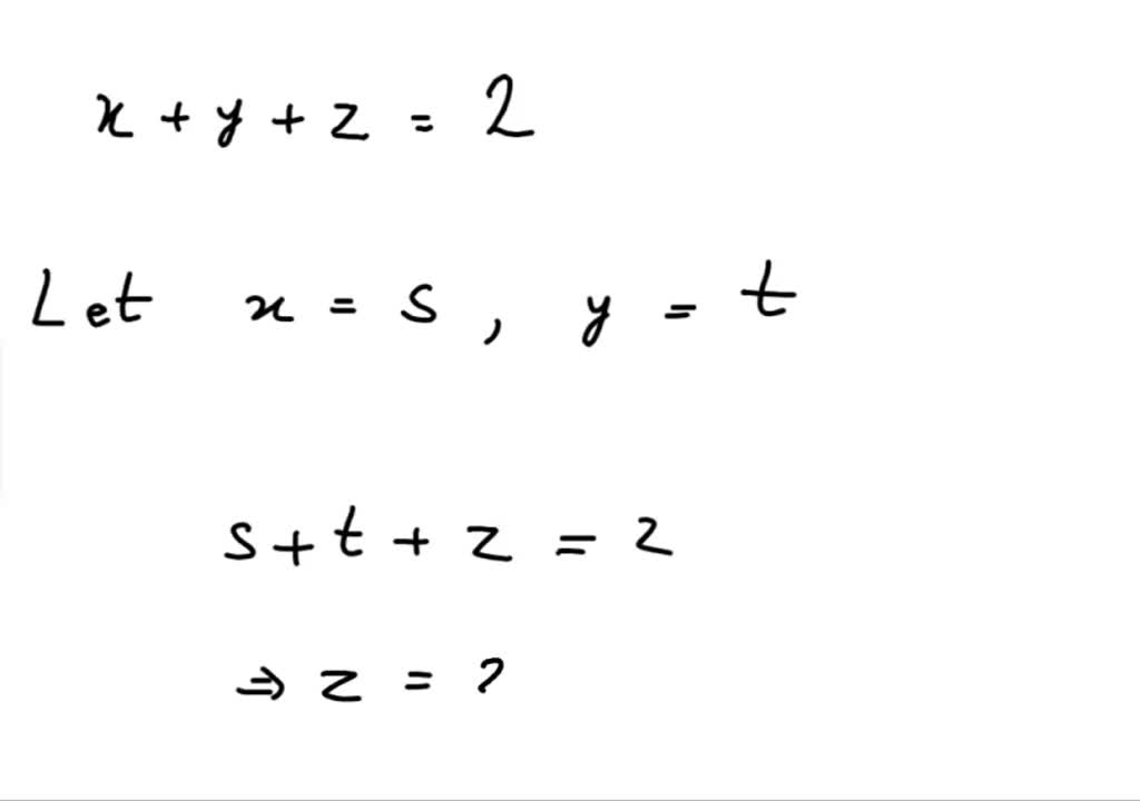 SOLVED: Find a parametric representation of the solution set of the linear equation. (enter your ...
