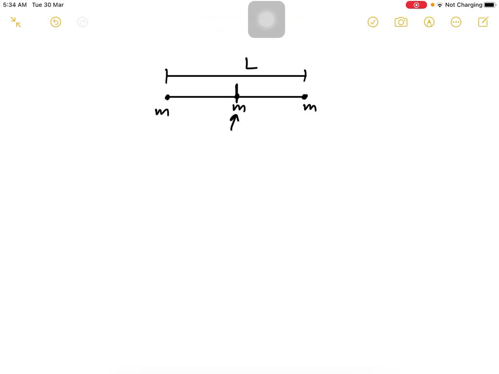 SOLVED: Three small blocks, each with mass m, are clamped at the ends ...