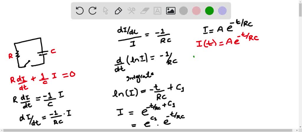 SOLVED: From Kirchhoff's law, the current I in an RC (resistance ...