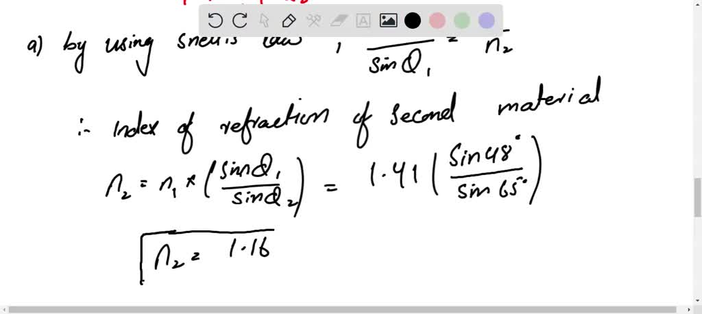 SOLVED: A beam of light traveling through a liquid (of index of refraction n1 = 1.41) is ...