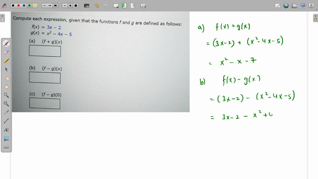 SOLVED: Compute each expression, given that the functions f and g are defined as follows: f(x ...