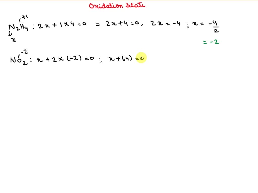 SOLVED: Give the oxidation number for nitrogen in each of the following ...