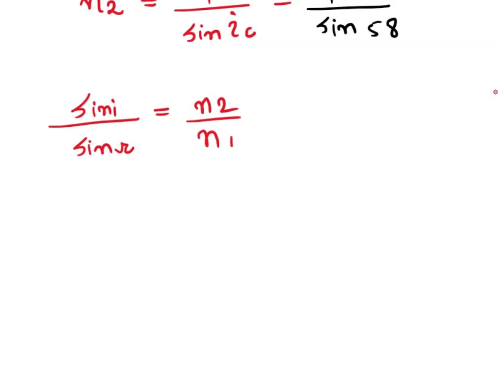 Solved The Critical Angle For A Substance In Air Is Measured At 58 0