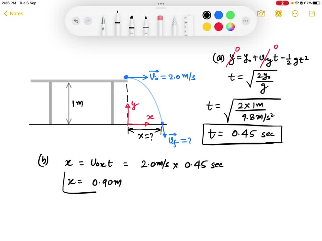 A marble rolls along a table at a constant speed of 2.0 m/s and then ...
