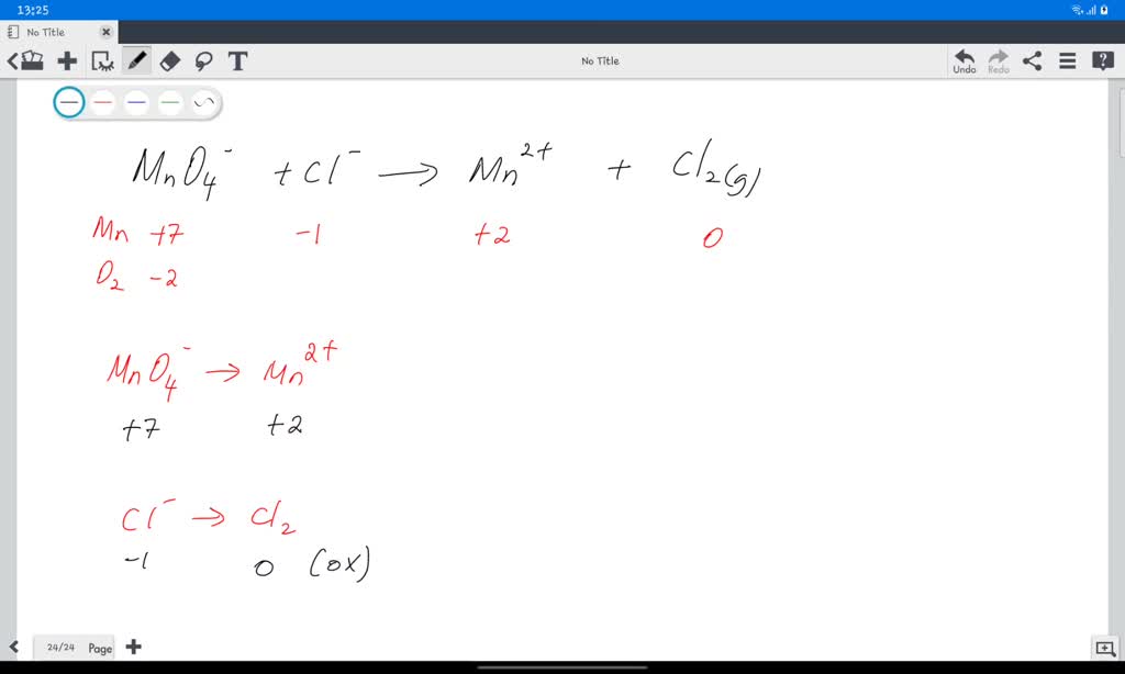 SOLVED: MnO4-(aq) + Cl-(aq) -> Mn2+(aq)+Cl2(g) How to balance the equation, indicating the ...