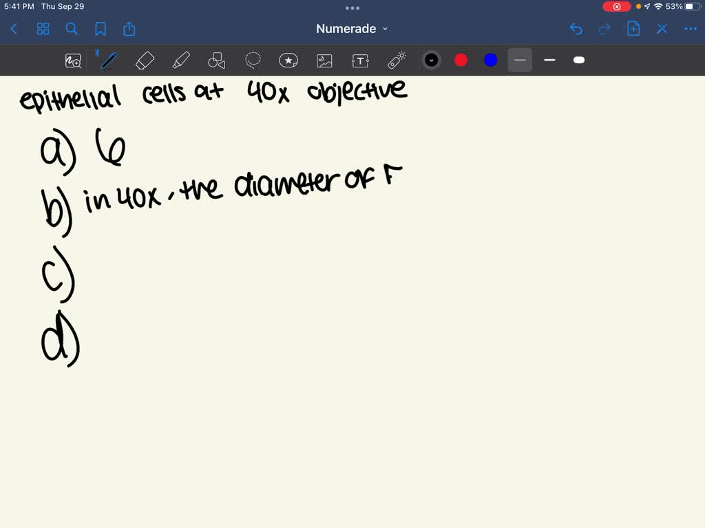SOLVED: You are observing cheek epithelial cells using the 40x objective lens. Using the field ...