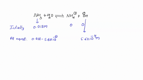 001 moles of ammonia nh3 are added to 1 liter of pure water...