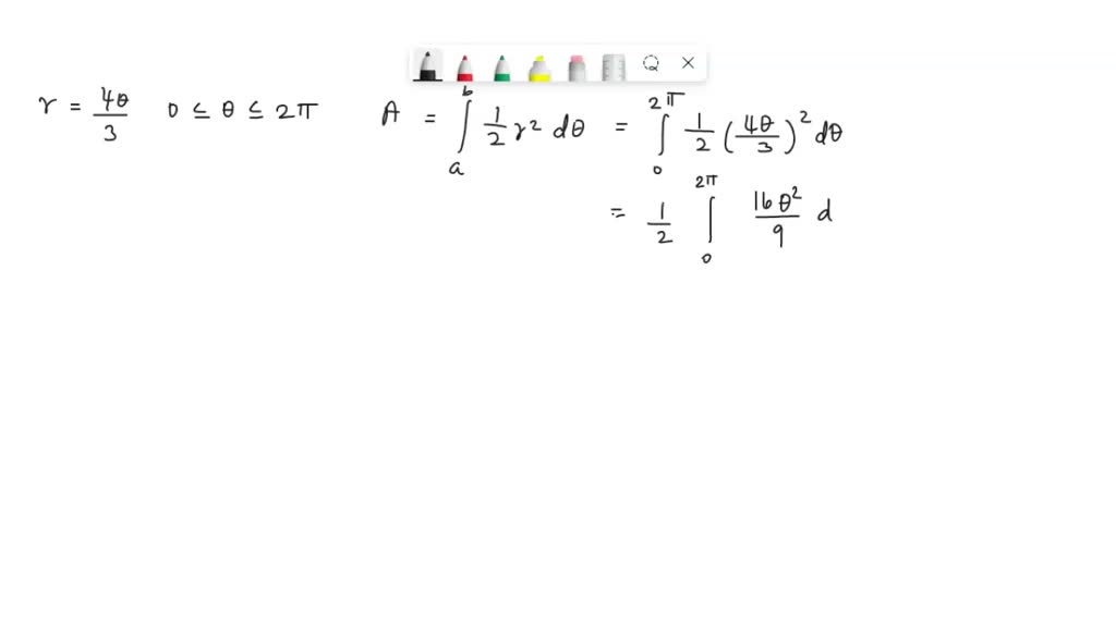 Find the area of the region enclosed by the positive x -axis and spiral ...