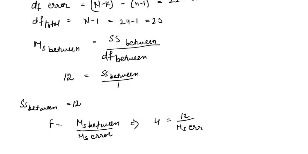 SOLVED: The following table shows the results of a repeated-measures ...