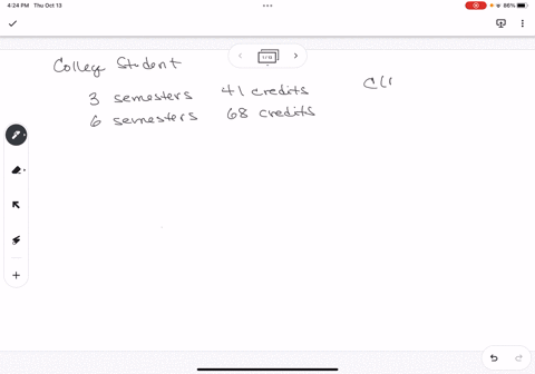 A college student takes the same number of credits each...