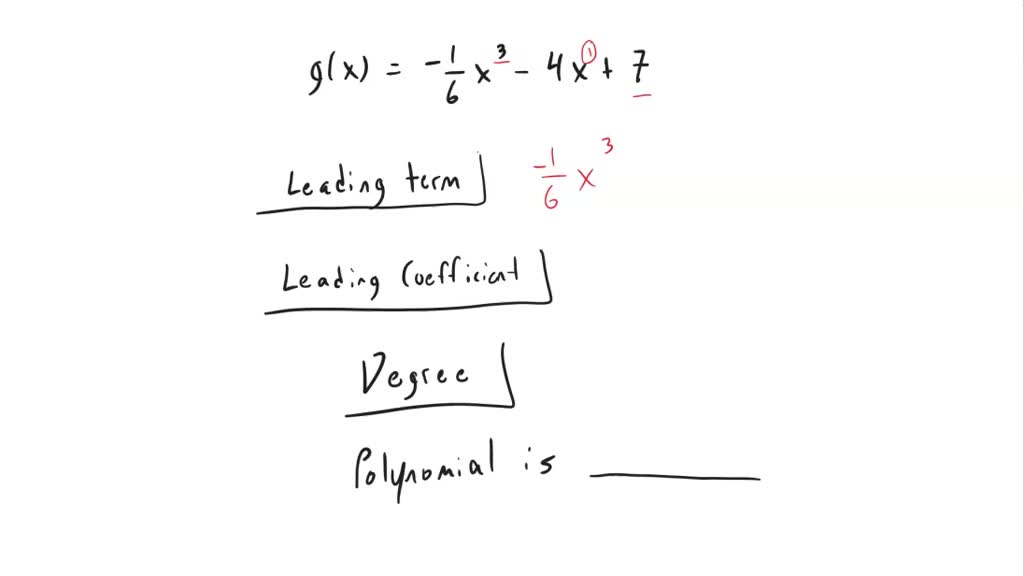 SOLVED: Determine the leading term, the leading coefficient, and the degree of the polynomial ...