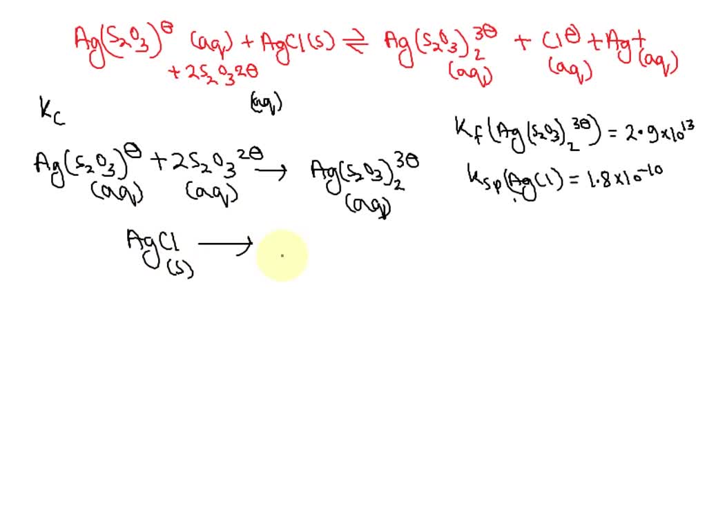 SOLVED: AgCl dissolves in aqueous solutions of S2O3 2- via formation of ...