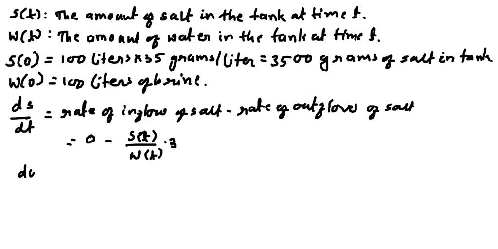 SOLVED: 2. A tank contains 100 liters of brine, with a concentration of ...