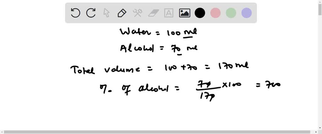 SOLVED: What is the percent 70ml of isopropyl alcohol in 100 ml of ...