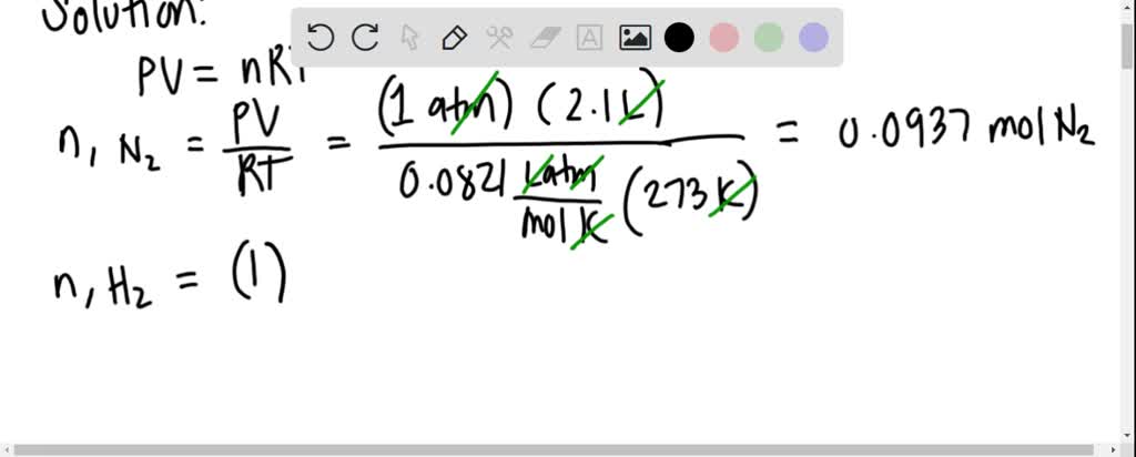 SOLVED: Nitrogen and hydrogen gases react to form ammonia gas: N2(g) + 3H2(g) —> 2NH3(g) At a ...