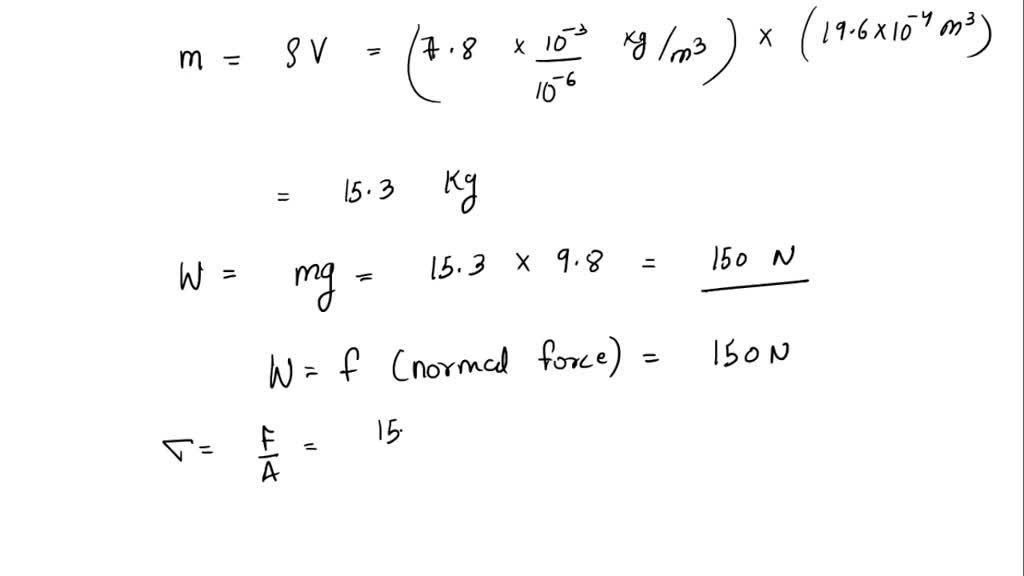 SOLVED: A large uniform cylindrical steel rod of density ρ=7.8 g / cm^3 ...
