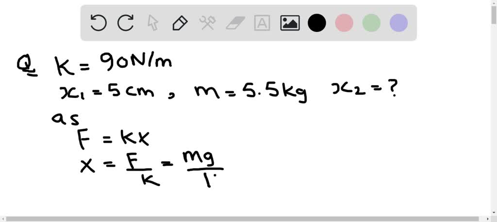 SOLVED: A spring with K=90 n/M hangs vertically next to a ruler. The ...