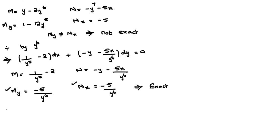 SOLVED: Text: 1 point The differential equation y + 3y^6 = (y^7 + 5x)y ...