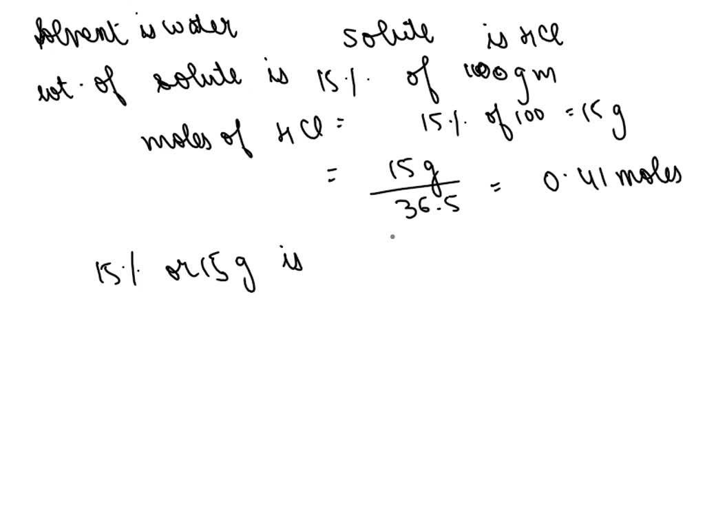 SOLVED: Calculate the concentration in M (moles/L) of a solution that is 15.0% by weight of ...