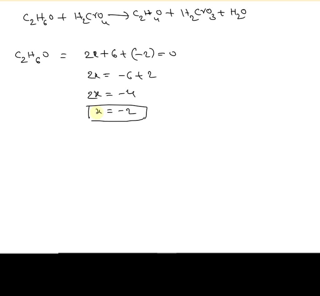 SOLVED: C2H6O + H2CrO4 -> C2H4O + H2CrO3 + H2O A student claims that ...