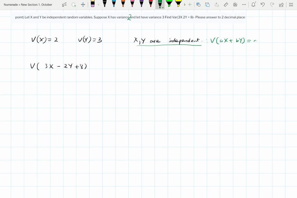 SOLVED: (12 points) Xand Yare two independent random variables with mean values 8 and ...
