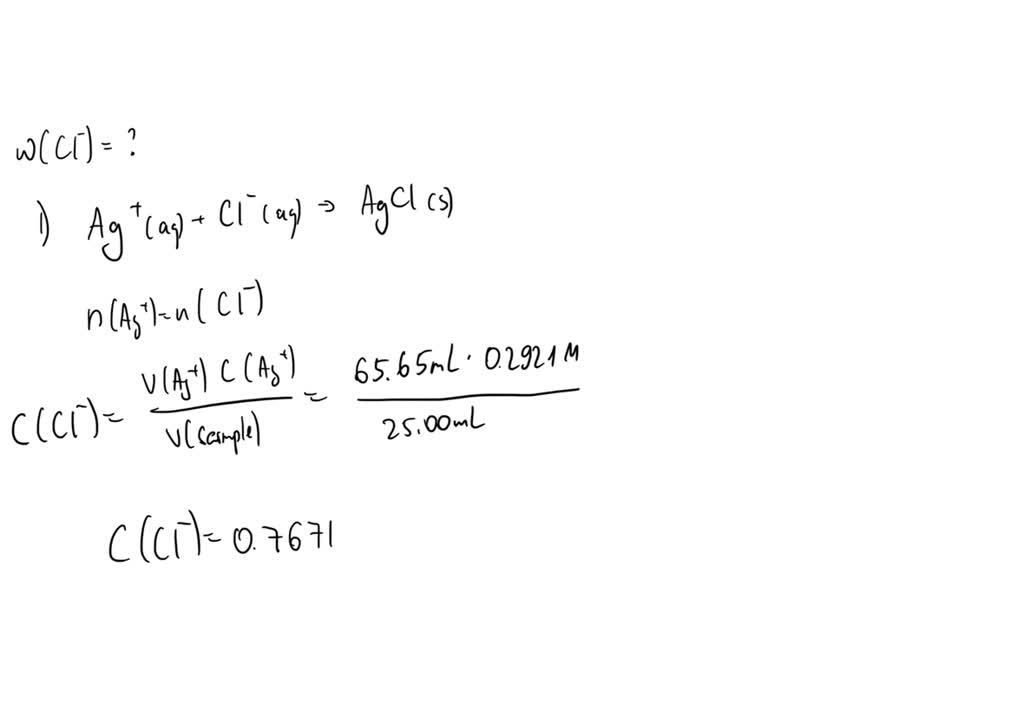SOLVED: The mass percent of Cl− in a seawater sample is determined by titrating 25.00 mL of ...