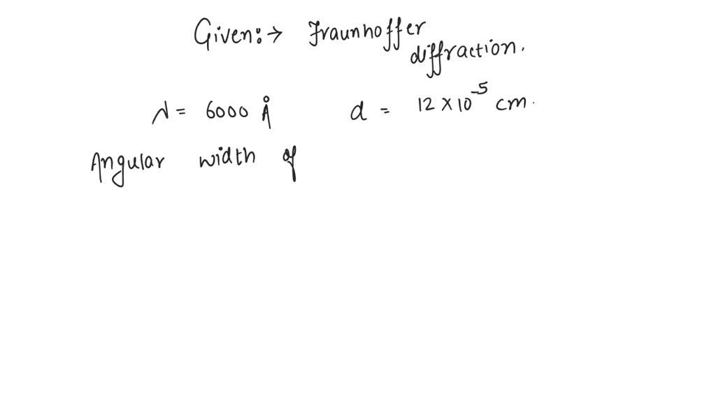 Solved What Will Be The Angular Width Of Central Maxima In Fraunhoffer Diffraction When Light