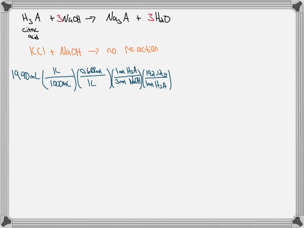 SOLVED: An unknown contains citric acid, C6H8O7, a tribasic acid, and ...