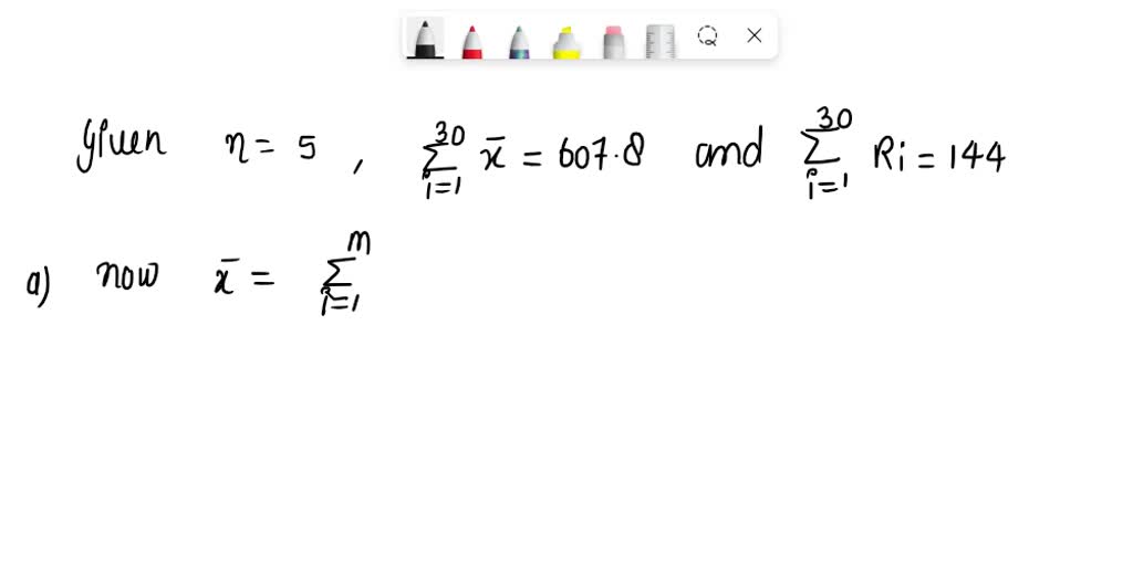 SOLVED: 'Quality management charts The following table gives the average and range in kilograms ...