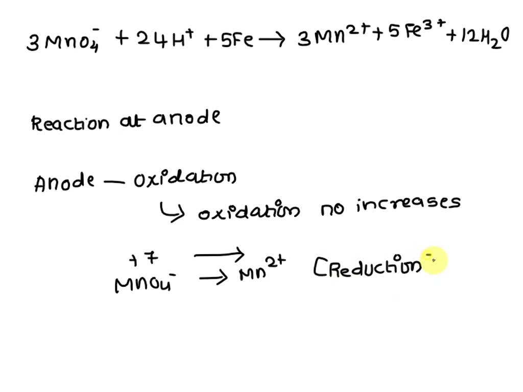 SOLVED: The half-reaction occurring at the anode in the balanced reaction shown below is: MnO4 ...