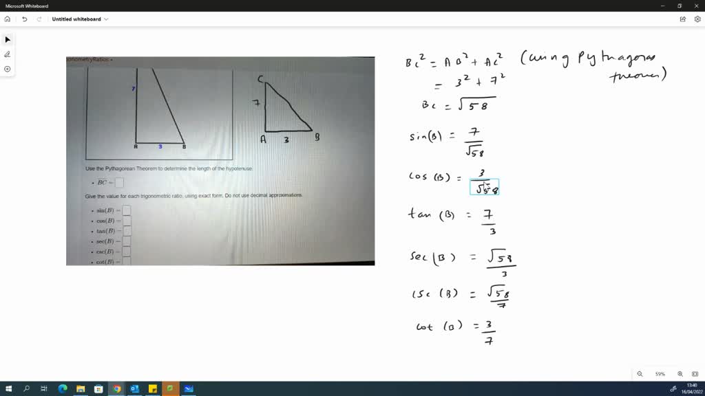 SOLVED:jonometryRatios Use the Pythagorean Theorem to determine tne ...