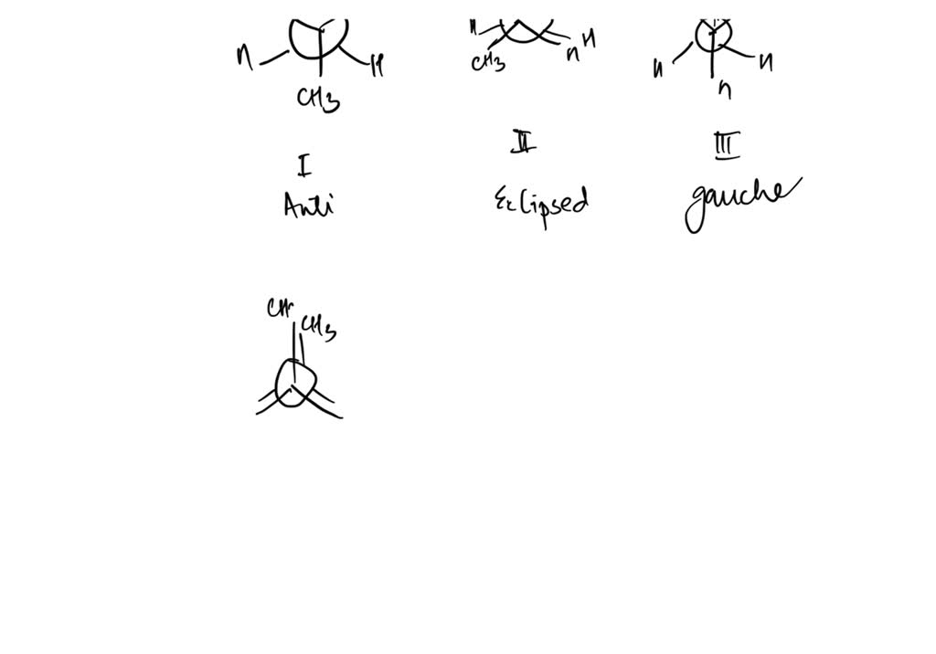 SOLVED: Draw (hand-drawn) the Newman Projection conformations of butane at 0, 30, 60, 90, 120 ...