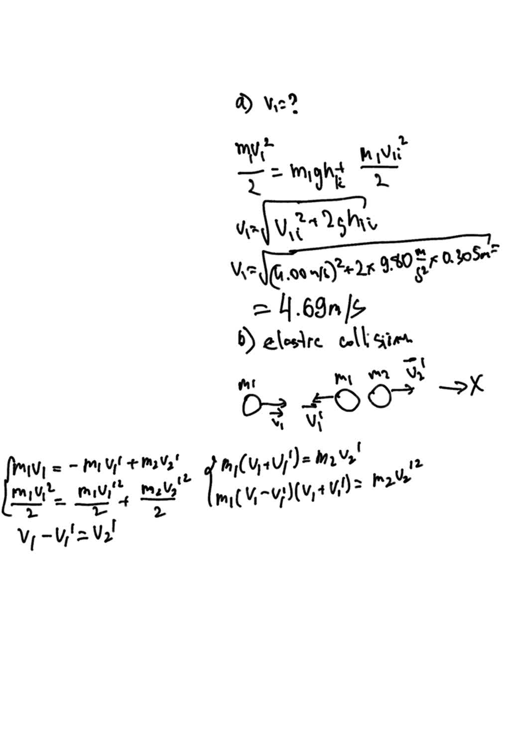 Solved As Shown In The Figure Below Object M1 1 55 Kg Starts At An Initial Height H1 0 295 M